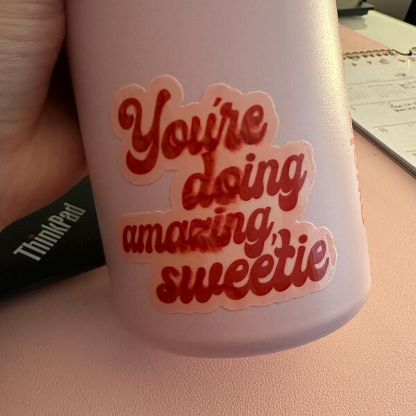 You're Doing Amazing, Sweetie Retro Waterproof Sticker - Etsy