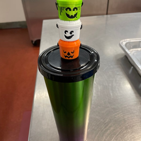 Straw Toppers Halloween Buckets With New Purple Vampire, Mummy ...