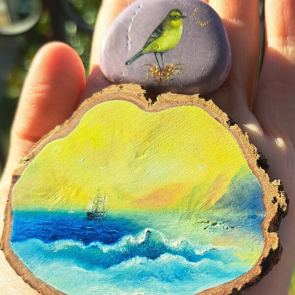 Flower Wizard original Oil Painting on a Stone by Yana Khachikyan - Etsy