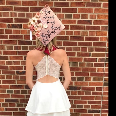 Graduation Cap Topper Decoration With Flowers Nevertheless - Etsy