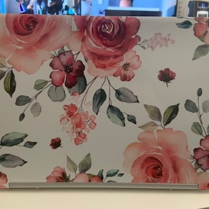 Roses Flower Pink Floral Laptop Skin, MacBook Skin, Computer Decal ...