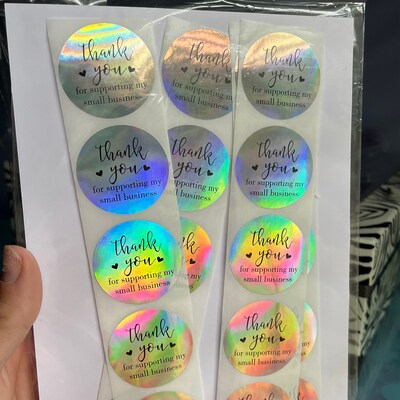 1.5 Inch Large Thank You Stickers Holographic Foil Business Stickers ...
