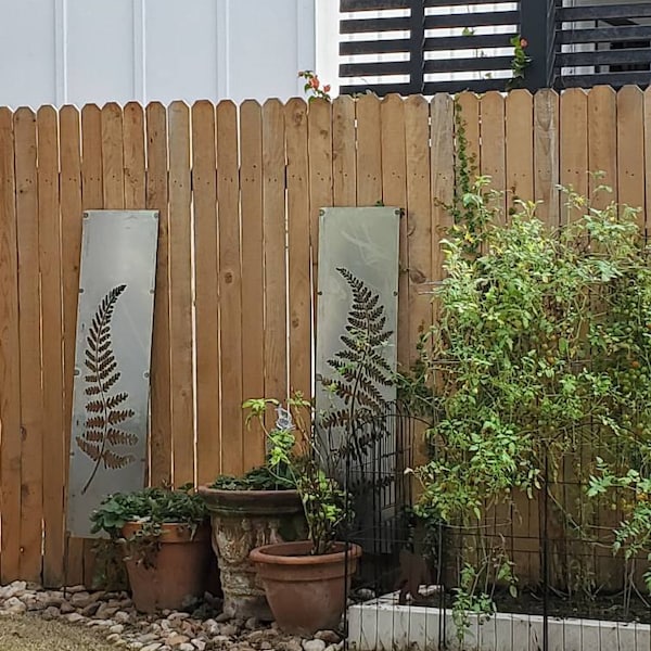 Fern Panel, Rusty Privacy Screen, Garden Panel, 48x12" With Stakes ...