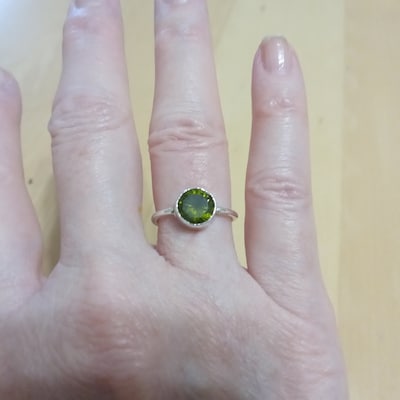 Natürlicher grüner Peridot Ring, 925 Sterling Silber Ring, Edelstein ...