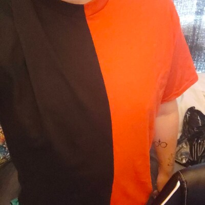 Black and White Adult Split Tee Two-toned Shirt Two-colored Shirt Half ...