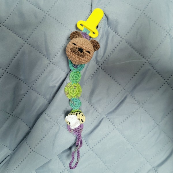 Crochet Bear Pacifier Clip PATTERN, Amigurumi Baby Shower Gift (PDF ...
