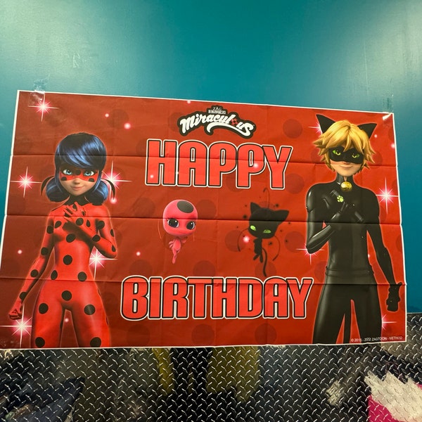 5x3ft Miraculous Ladybug Backdrop for Birthday Party Decorations ...