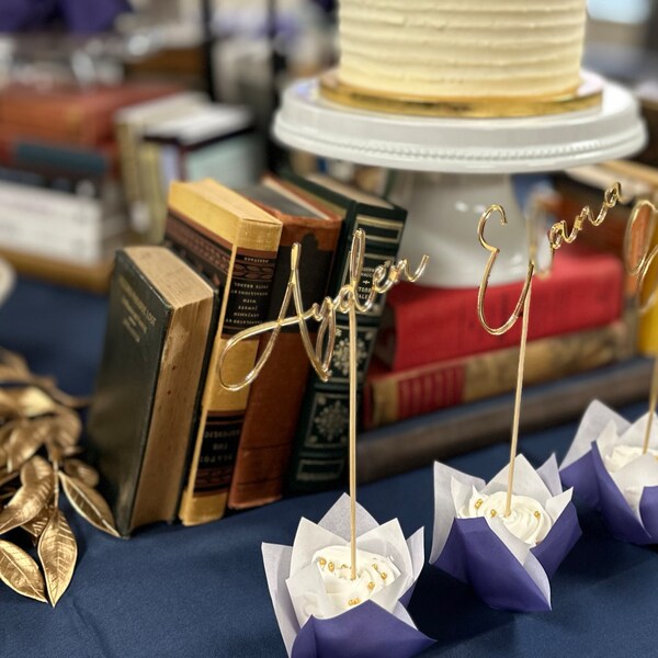 Acrylic Personalized Name Cake Charm Plaque in Cursive Script ...