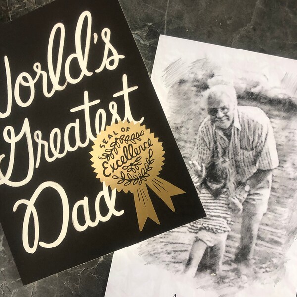 Custom Dad Drawing Daddy Papa Portrait Family Fathers Day Portrait ...