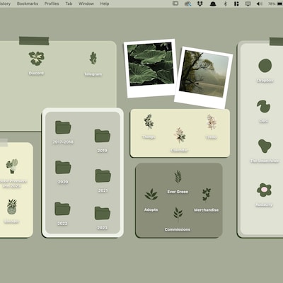 600 Sage Desktop Icons, Desktop Organizer Bundle Botanical Folder Icons ...