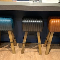 Leather Breakfast Bar Kitchen Counter Stool - Wood Legs Pommel Horse ...