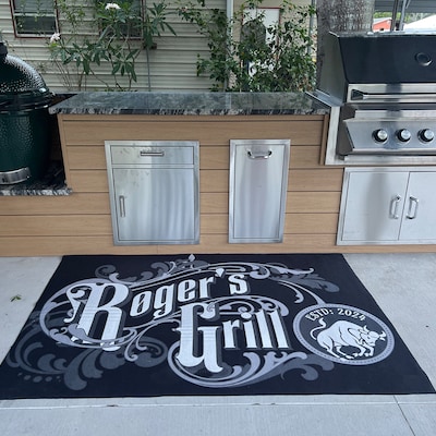 Grill Mat Personalized Outdoor Rug for Dad's BBQ Smoker Backyard BBQ ...