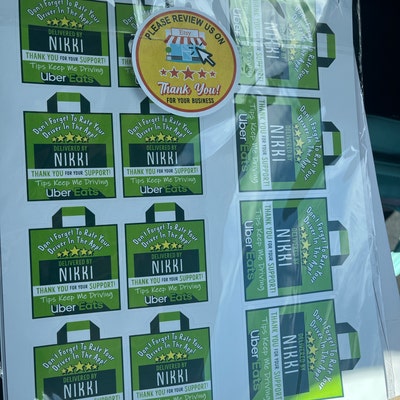 Personalized Uber Eats Labels Delivery Bag Shaped Stickers Food ...