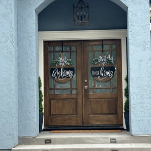 Double Door Front Door Decor Welcome to Our Home Double Door Signs ...