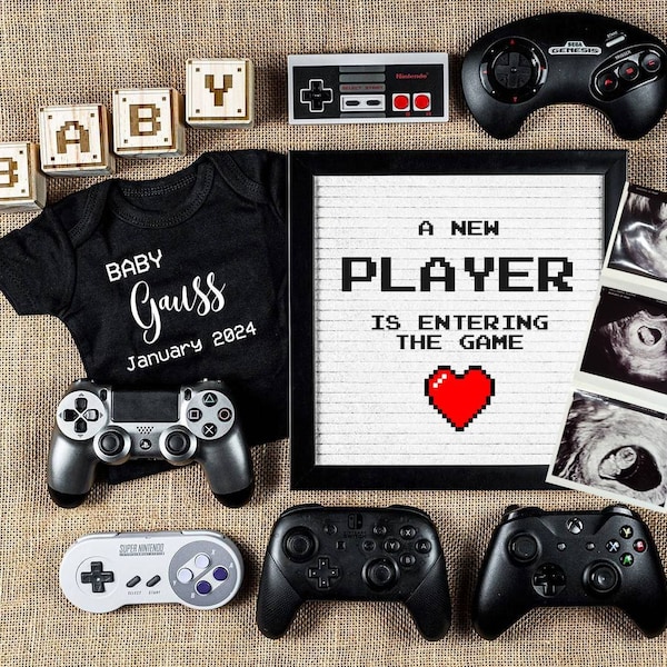 Digital Funny Pregnancy Announcement Video Game | Gamer Dad Mom Player ...