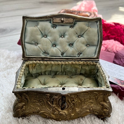 French 19th Century Antique Jewelry Reliquary Box , Bridal Casket in ...