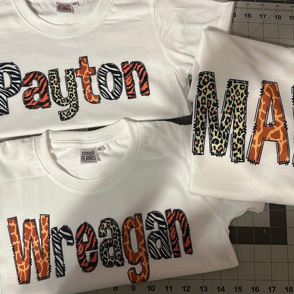 Wild Doodle Letters PNG Bundle, Animal Skin Pattern Alphabet Uppercase ...