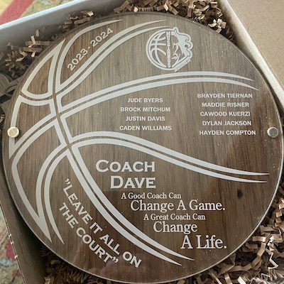Personalized Wood Acrylic Basketball Coach Gift Plaque With Coach and ...