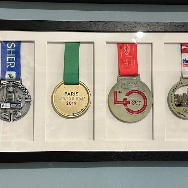 Medal Display Frame for Six Medals. 25x75cm. Perfect Gift for Runners ...