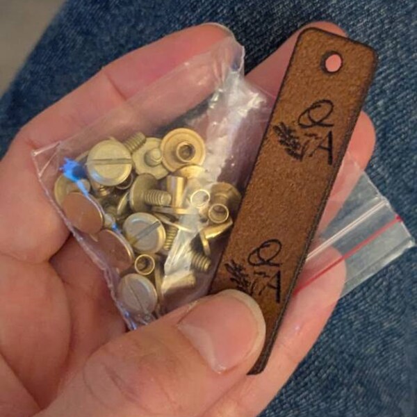 Custom Vegan Leather Labels With Rivet: Knitting & Crochet Tags (65mm X ...