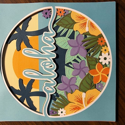 3D ALOHA SVG hawaiian Shadow Box Svg beach Svg Layered Cardstock Svg ...