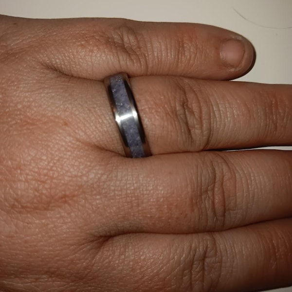 Dark Serenity Ring Amethyst Crystal Inlay, Tungsten Titanium Ceramic ...