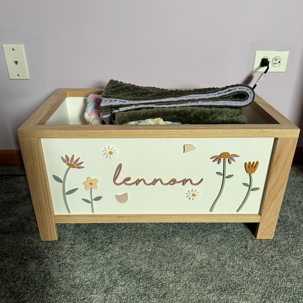 Blooming Cacti Toy Chest With Name - Toy Storage - Nursery Decor - 1st ...