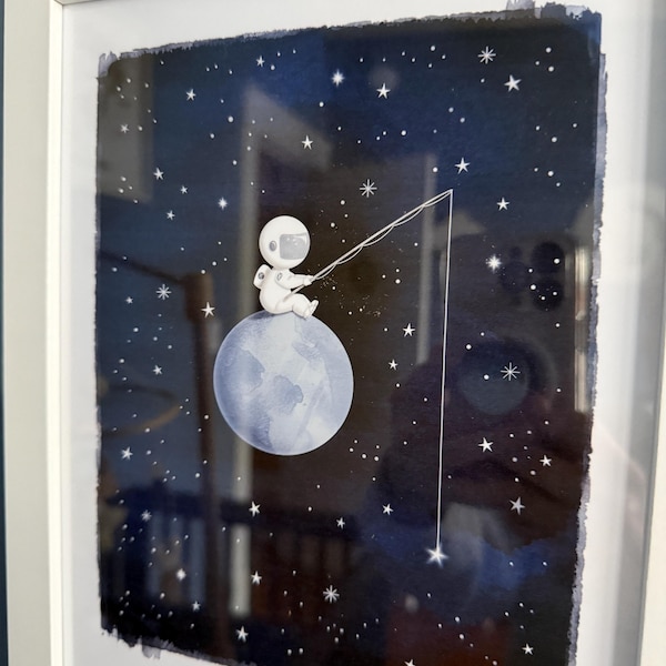 Space Themed Nursery Wall Art, Starry Night Printable, Navy Blue ...