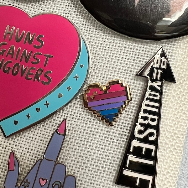 Bisexual Pixel Heart Pin — Subtle Bi Pride Flag Accessory Gift Queer ...