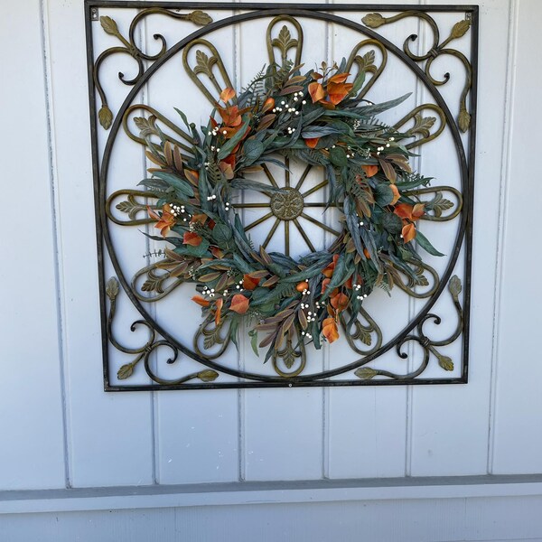 Rust Brown Fall Foliage Wreath for Front Door, XL Fall Wreath With ...