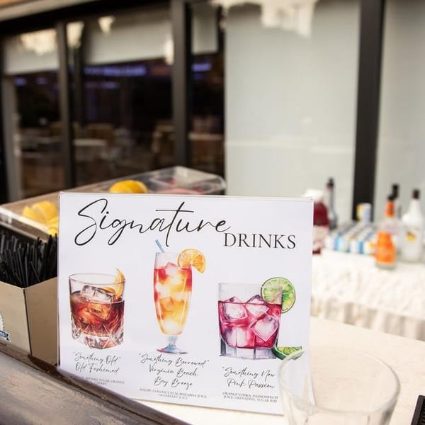 Printed Signature Drink Sign (2 Sizes)- PHYSICAL PRINTED SIGNAGE ...