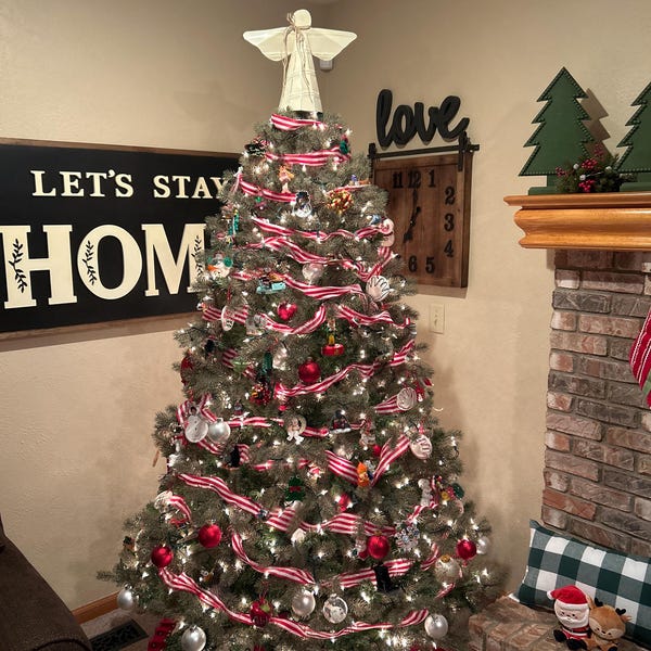 Corrugated Tin Christmas Trees Tin Pine Trees Cabin Lake Home Decor Set ...