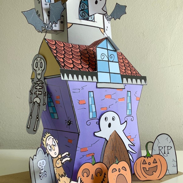 Haunted House Paper Craft Activity, Instant Download, Halloween ...