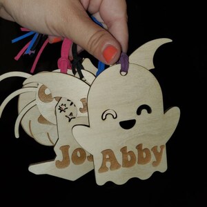 Ghost Tag Halloween Tags Name Tags Halloween Bucket Tags Custom Name ...