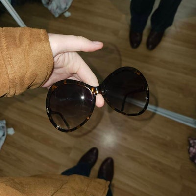 70s Style Gold Rim Translucent Color Hue Square Oversized Sunglasses ...