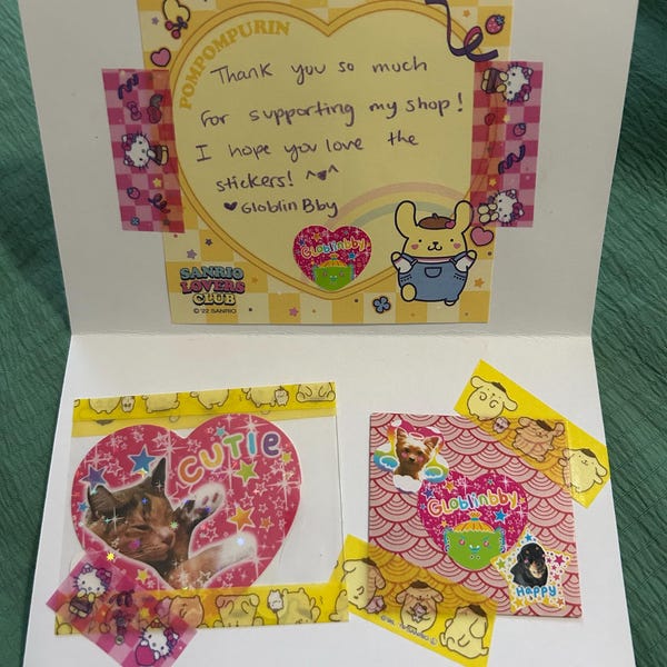 Y2K Cat Sticker Kitty Heart Sparkly Glitter Rainbow Stars Kawaii - Etsy