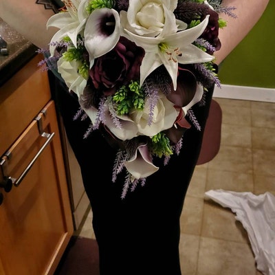 Real Touch Artificial Plum White Ivory Calla Lily Rose Tiger Lily Hops ...