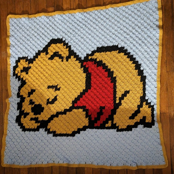 Pooh Sleeping Baby Blanket Lap Afghan: C2C Crochet Pattern (digital ...