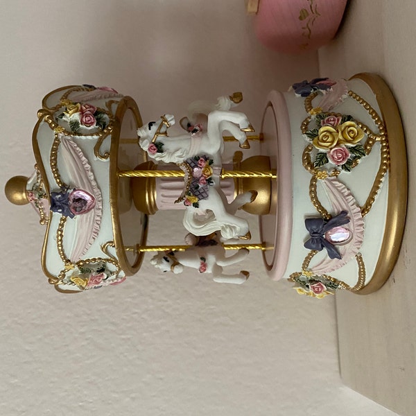 Pink Mirror Musical Carousel Horse Music Carousel Box Nursery Carousel ...