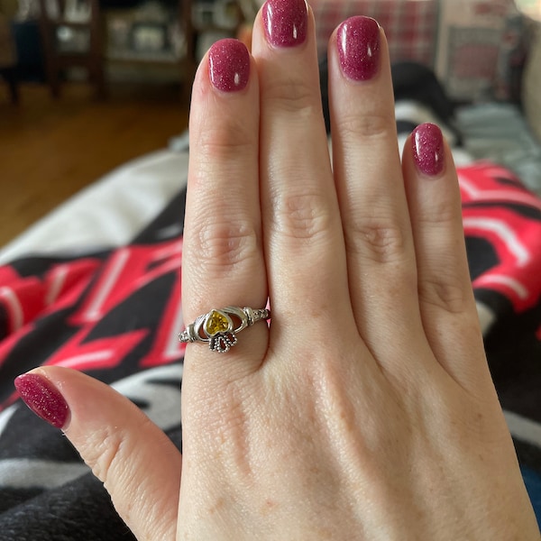 November Birthstone Silver Claddagh Ring LS-SL90-11. Made in IRELAND ...