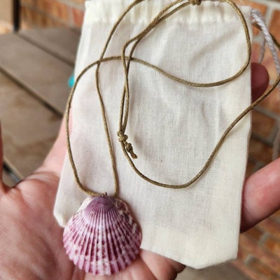 Real Seashell Necklace on Stainless Steel Chain. Scallop Shell Mermaid ...