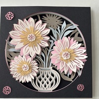 Flower Bouquet SVG Shadow Box Template, Flowers in Vase3d SVG Shadowbox ...