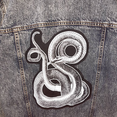 Snake Back Patch Serpent Large Patch, Slytherin, Punk Backpatch, Witchy ...