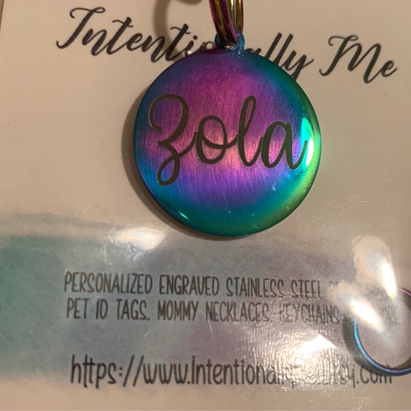 Personalized Rainbow Color Dog Collar Tag • Dog Name Tag • Pet ID Tag ...