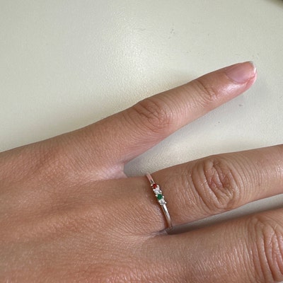 Dainty Birthstone Ring, Family Birthstone Rings, Personalized Gift for ...