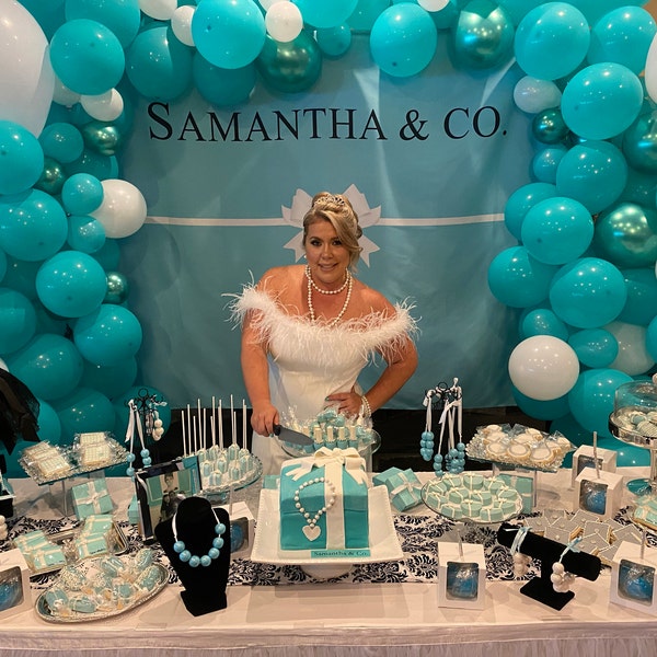 Blue Birthday Party Backdrop, Breakfast at Party Decorations, Robin Egg ...