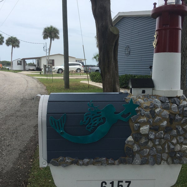 Mermaid Mailbox Flag, Metal Mermaid With Starfish, Listing is the ...