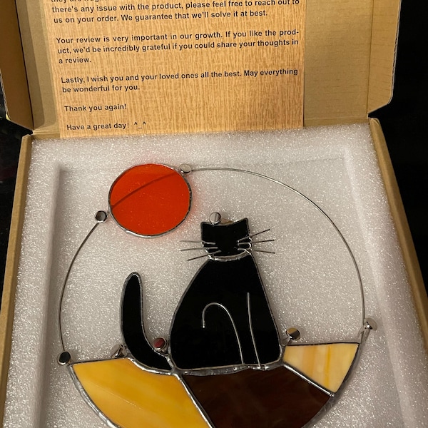 Cat Stained Glass Cat With Sun Rainbow Bridge Window Hanging Cat Sun ...