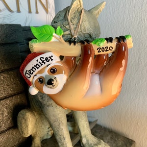 Sloth Personalized Ornament Adorable Animal Critter Christmas Hand ...