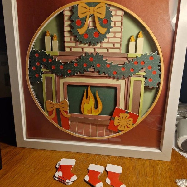 3D MANTLE With STOCKINGS Svg - 3D Christmas Svg - CHRISTMAS Shadow Box ...